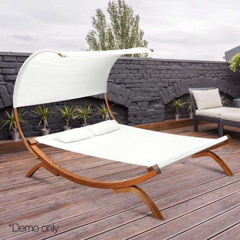Double Free Standing Hammock Bed with Wooden Stand
